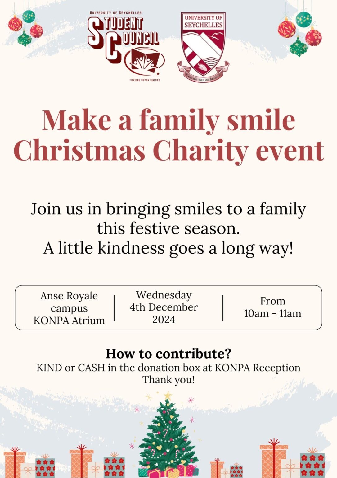 Student Council – Christmas Charity Event - University Of Seychelles